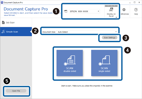 Écran Numérisation simple